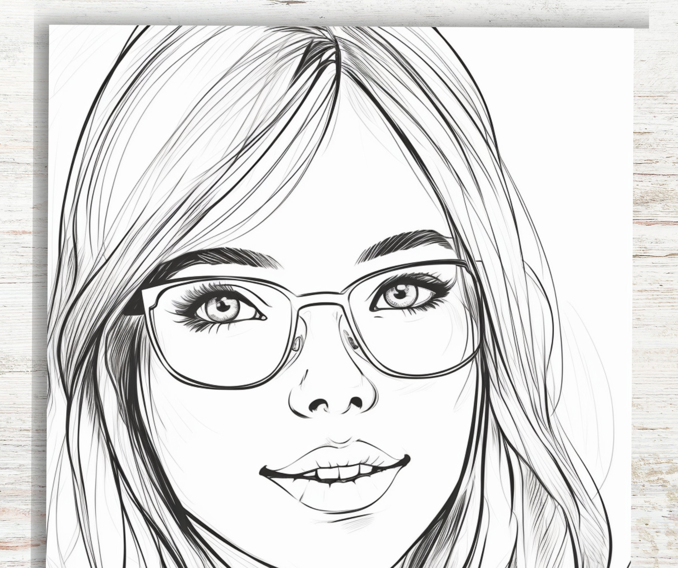 10 Happy Girl Coloring Pages Printable PDF A4 Cute Coloring Sheets for ...