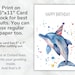 Cute Dolphin Birthday Card, Watercolor Printable Digital Card, Happy ...