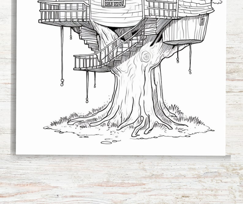 30 Treehouse Coloring Pages Printable PDF A4 Adult Coloring Pages for ...