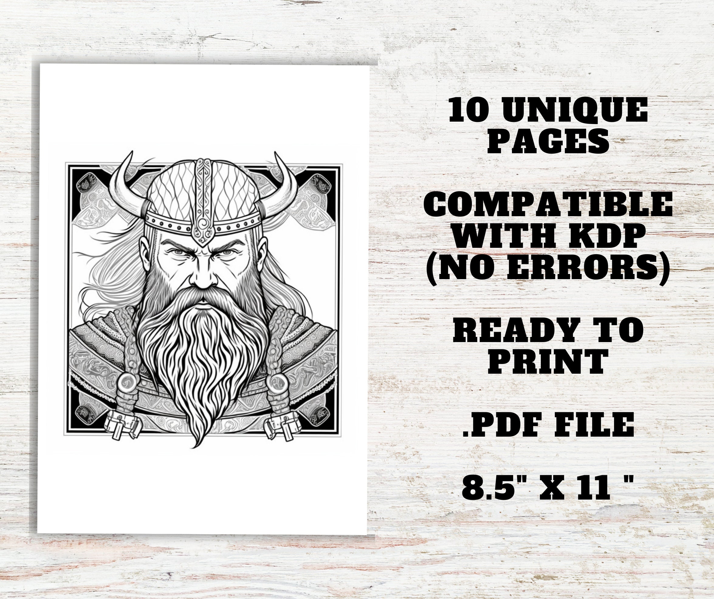 Viking Warrior Coloring Pages 8.5 X 11 PDF 10 Pages Norse Mythology ...