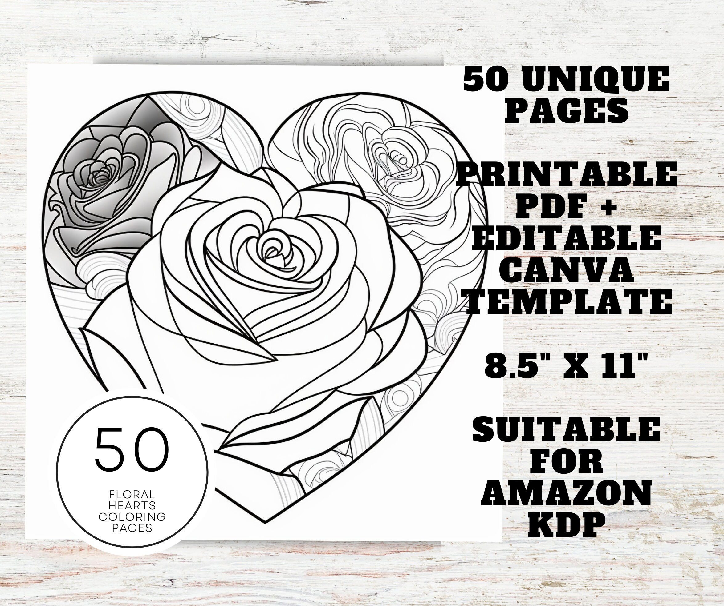 50 Hearts Coloring Pages