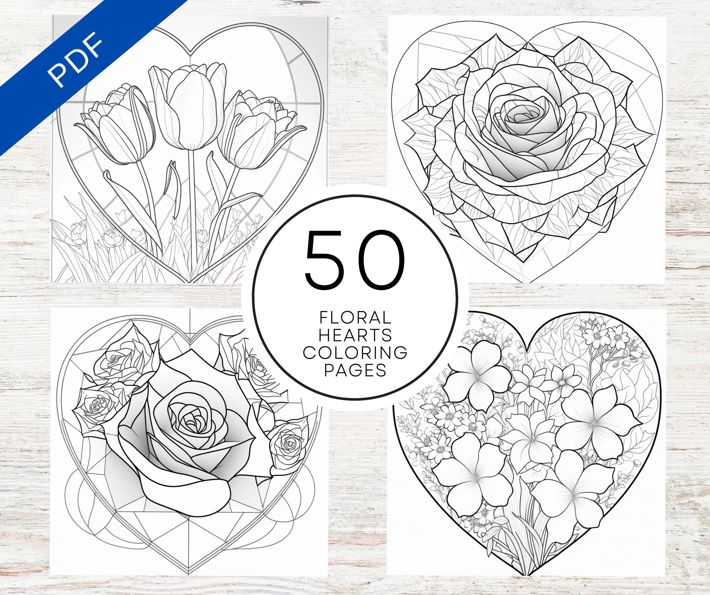 50 Hearts Coloring Pages