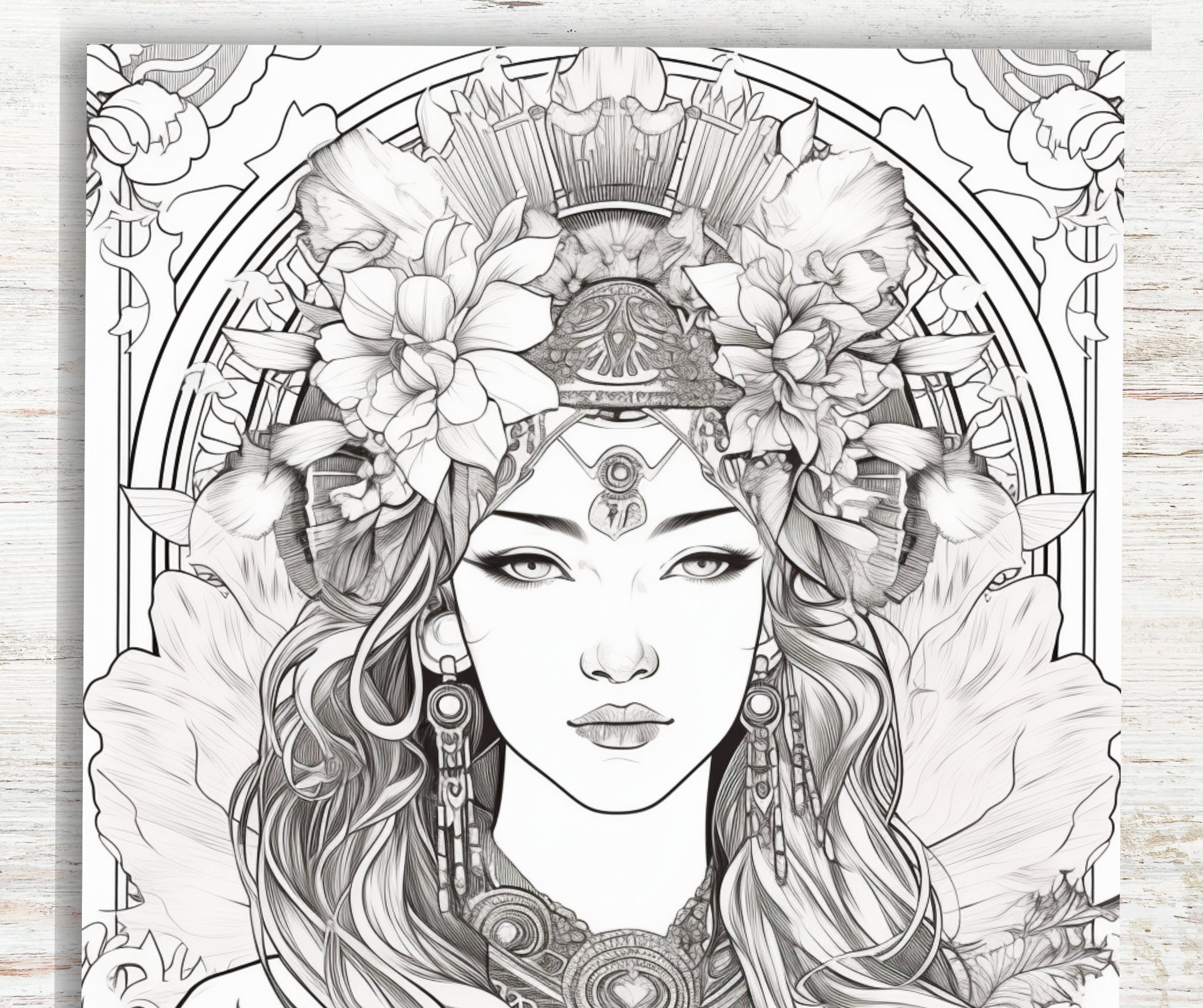 10 Ancient Goddess Women Coloring Pages | Printable PDF 10 Pages A4 ...