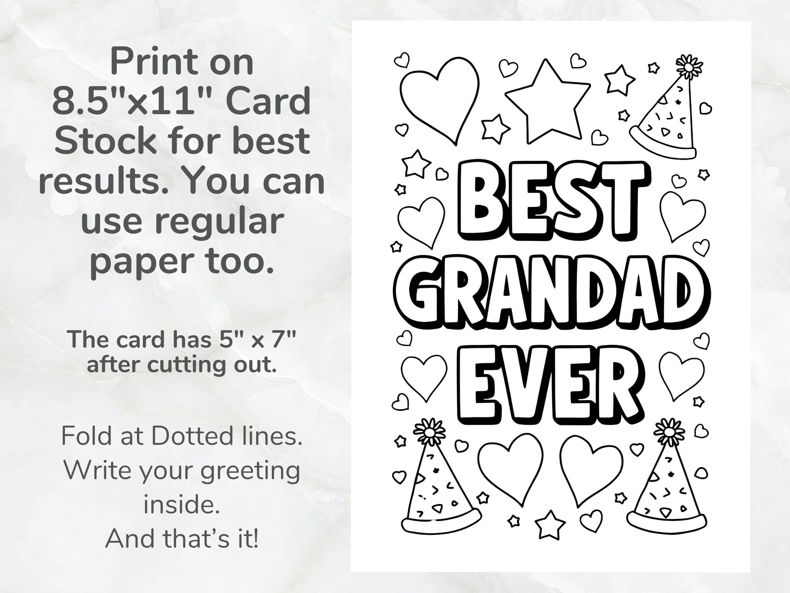 Best Grandad Ever Printable Coloring Card | Digital Father's Day Card ...