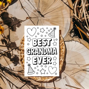 Best Grandma Ever Printable Coloring Card - Digital Download Mother's ...