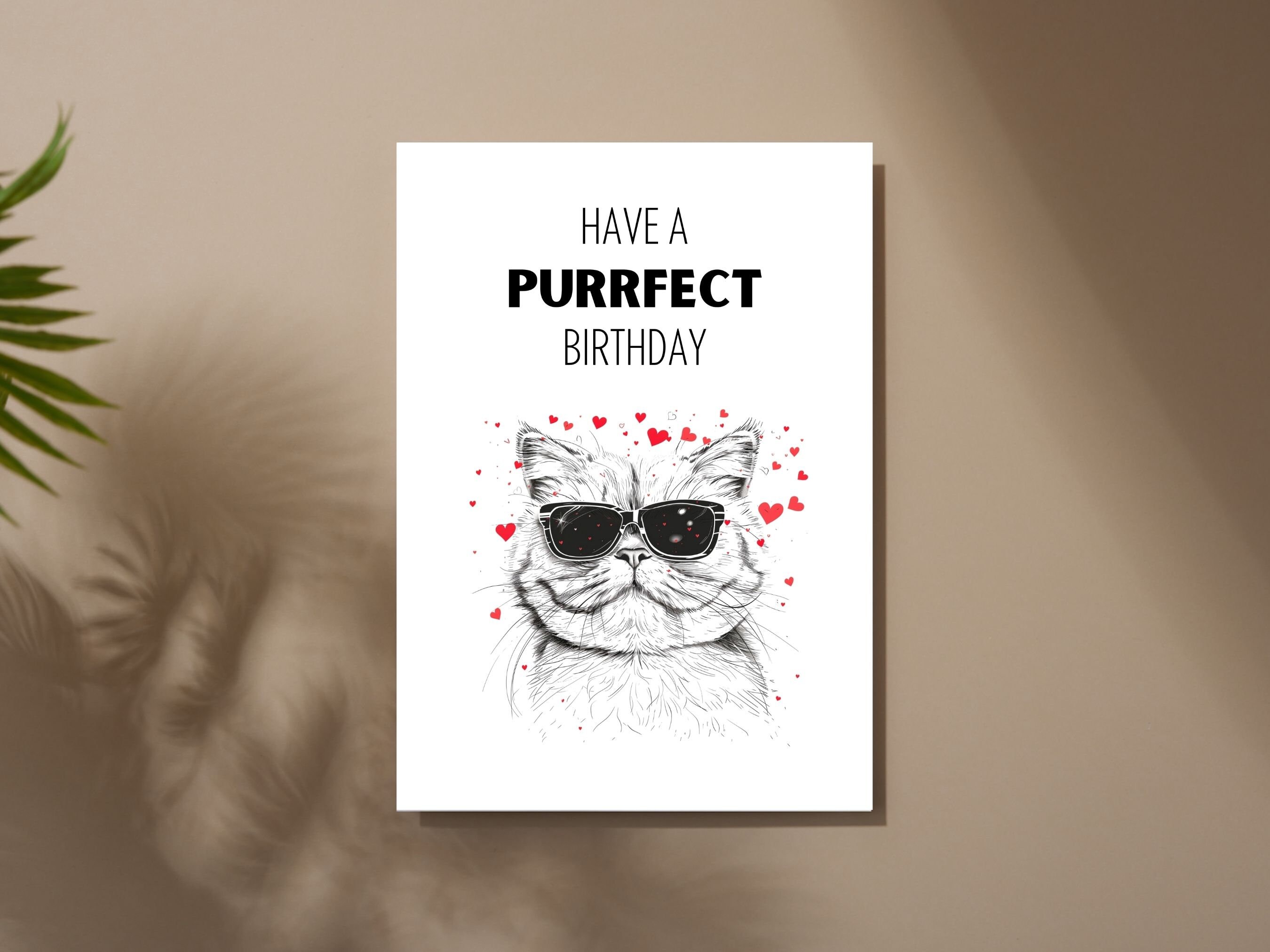 Printable Birthday Card Digital Download Have A Purrfect Birthday Non ...