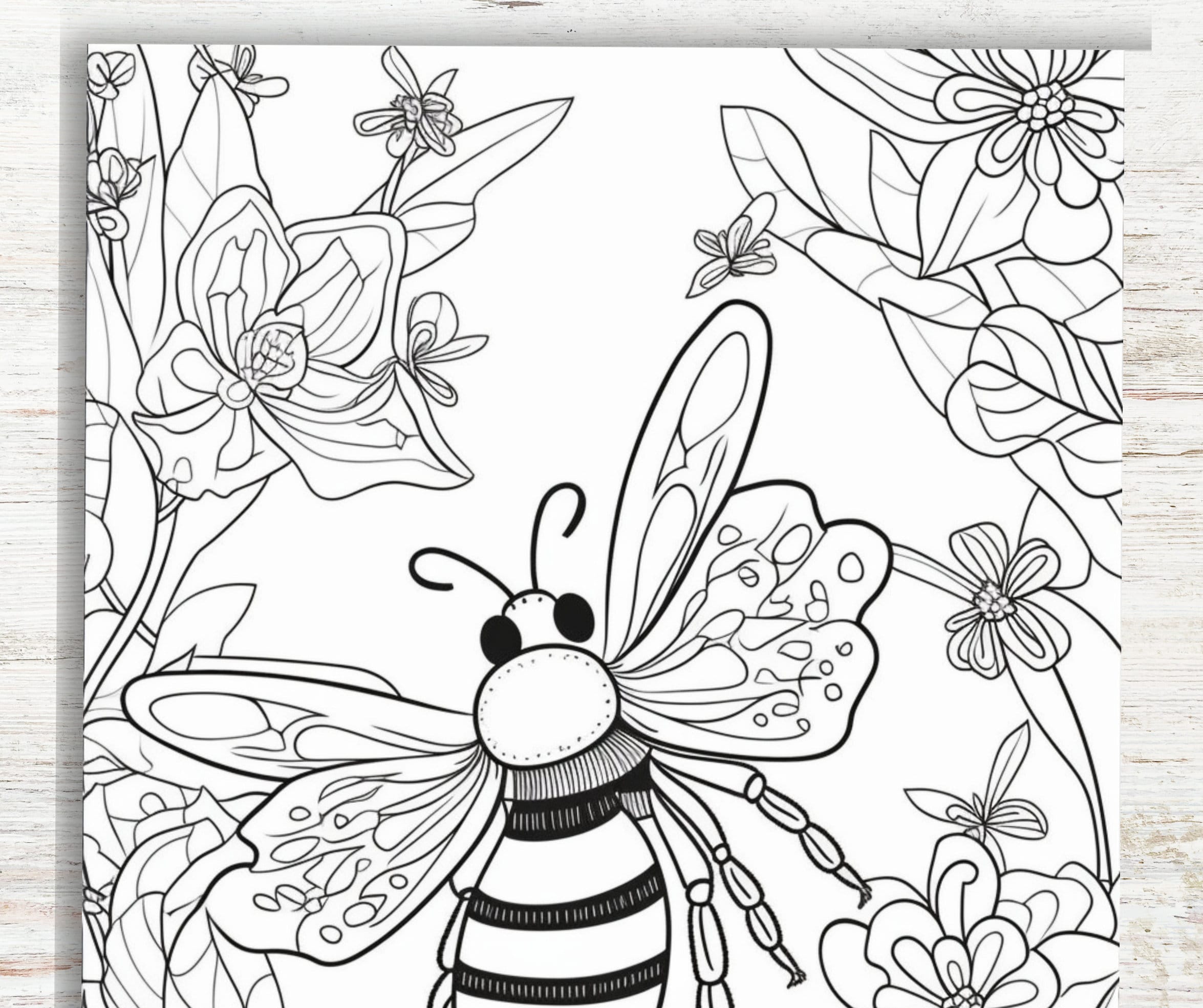 10 Bee & Flowers Coloring Pages | Printable PDF A4 | Spring Insects ...
