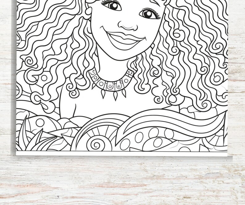 10 Black Mermaid Coloring Pages | Printable PDF A4 | Cute Kids Coloring ...