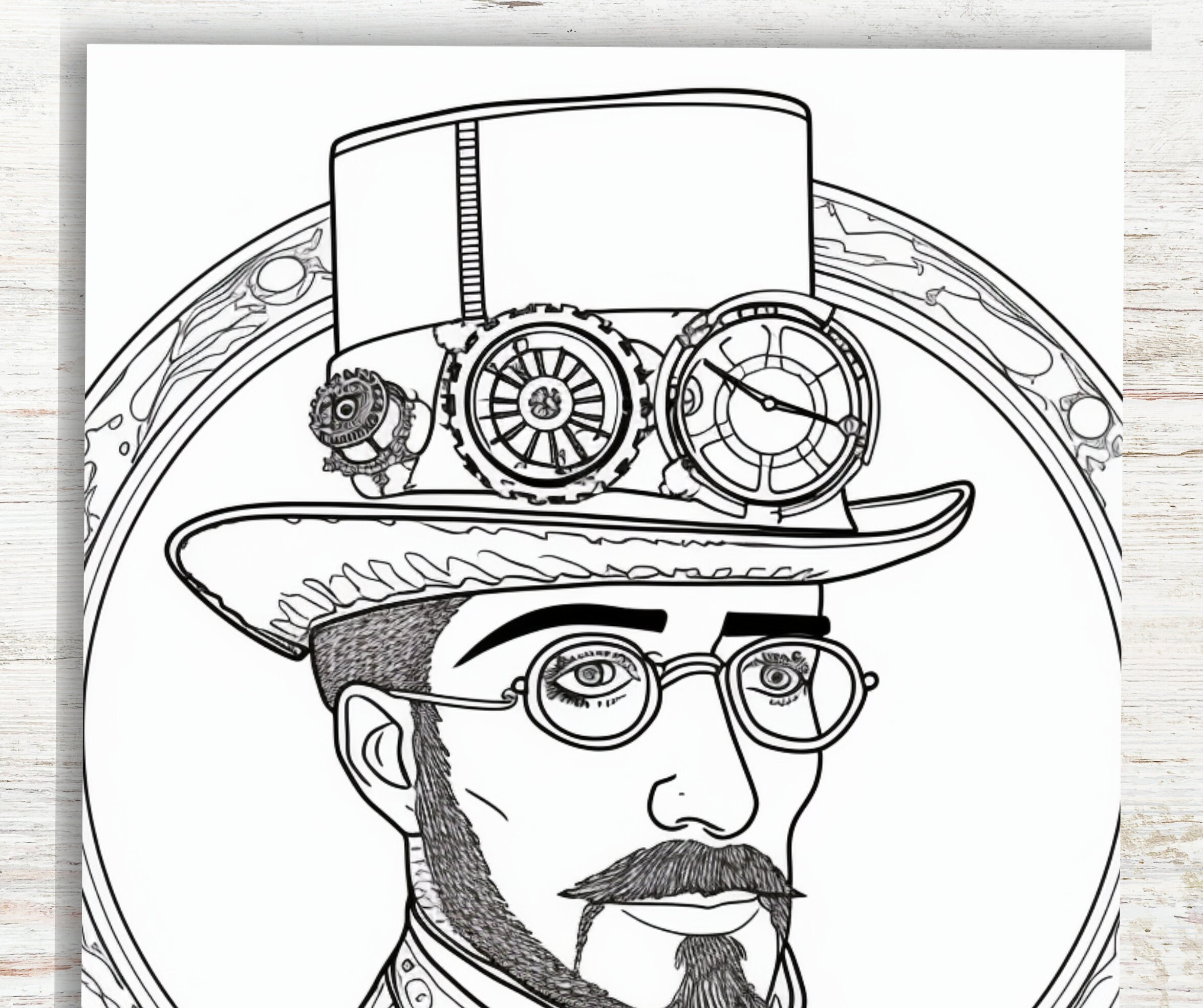 10 Steampunk Men Coloring Pages | Printable PDF 10 Pages A4 | Steampunk ...