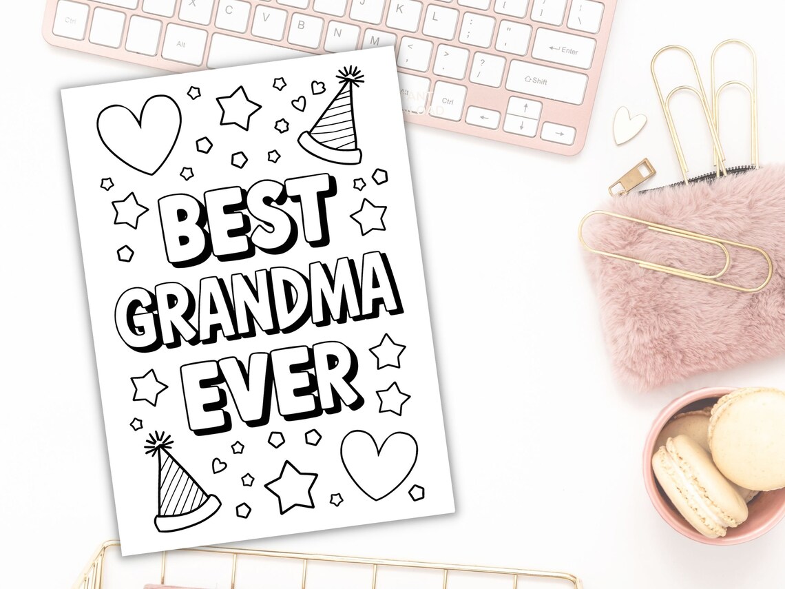 Best Grandma Ever Printable Coloring Card Digital Download Mother's Day ...