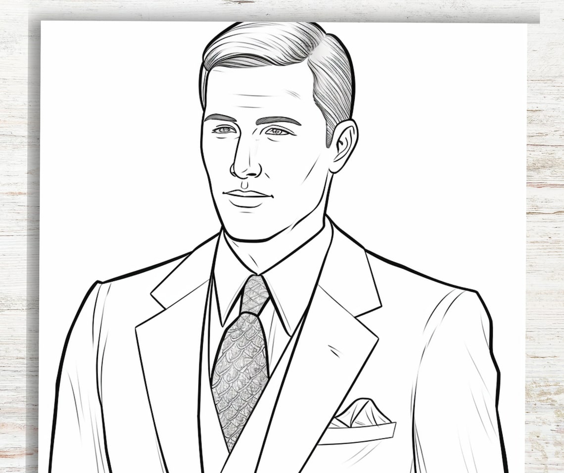 10 Stylish Men Coloring Pages Printable PDF 10 Pages A4 Coloring ...