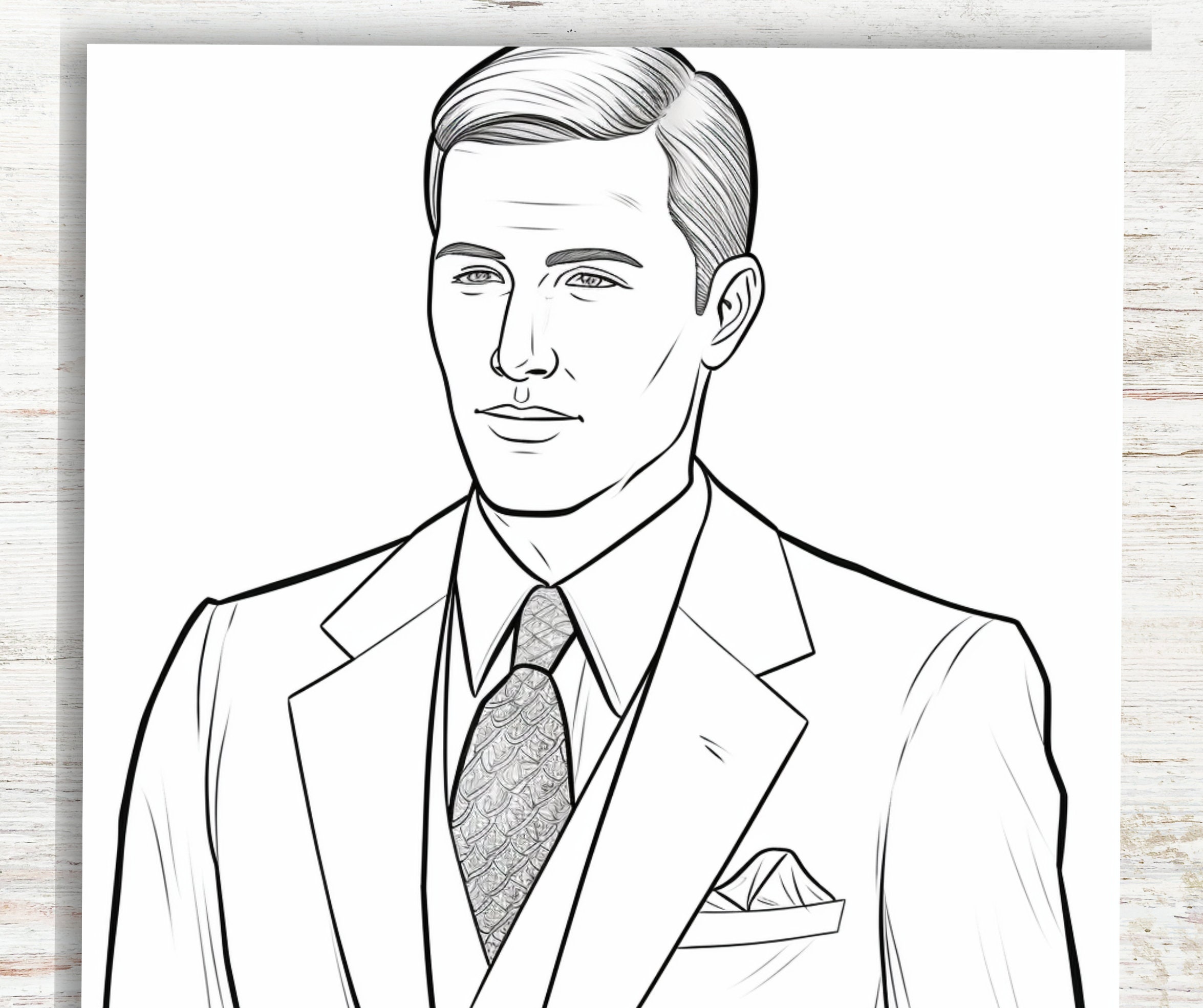 10 Stylish Men Coloring Pages Printable PDF 10 Pages A4 Coloring ...