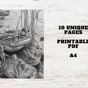 10 Grayscale Frog Coloring Pages for Adults | Digital Coloring Sheets ...