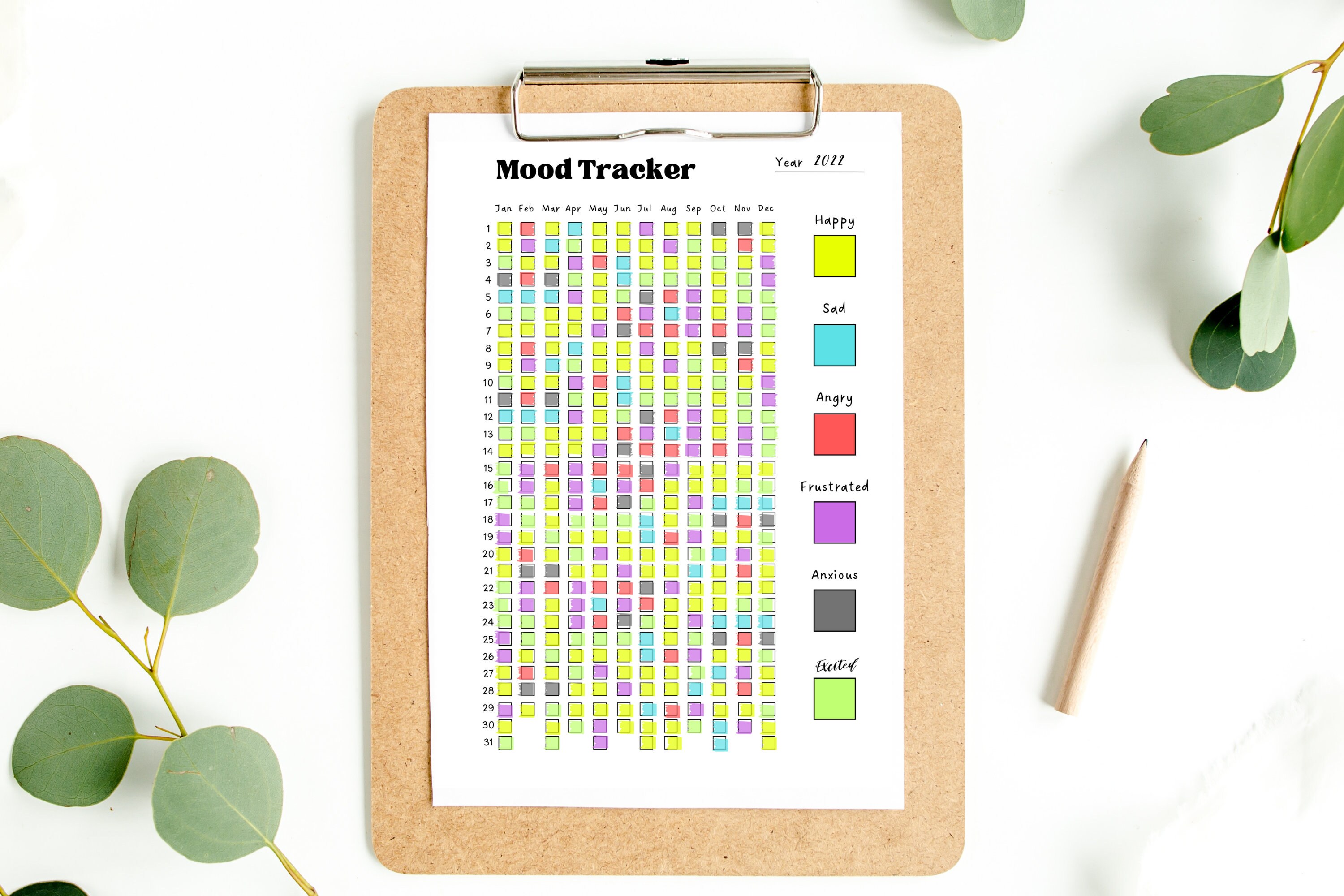 Mood Tracker, Monthly Mood Tracker, Mood Tracker Journal, Printable ...