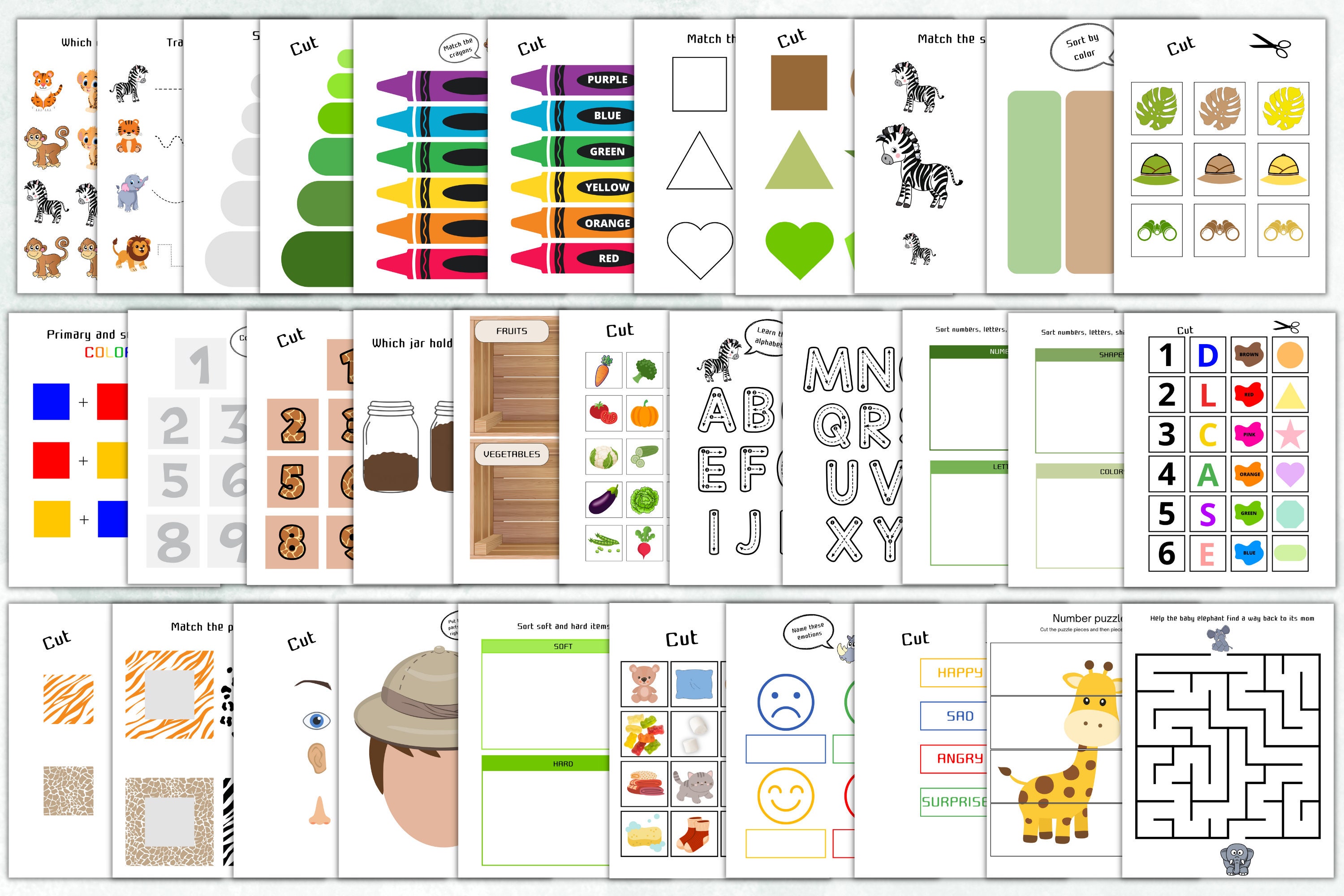 Safari Busy Book, Montessori Quiet Book, Prek Activity, Jungle ...