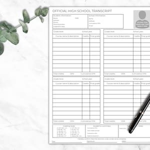 High School Transcript, Report Card Template, Editable Homeschool ...
