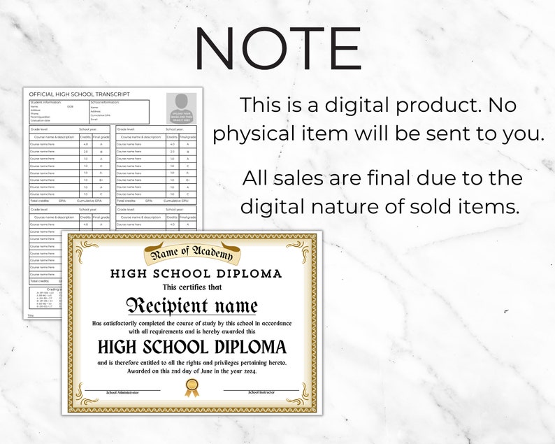 High School Diploma Template, High School Transcript, Graduation ...