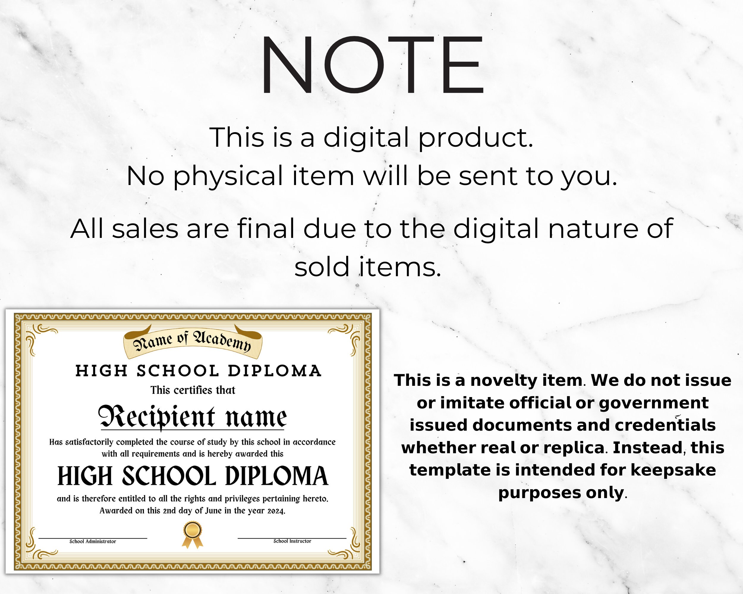High School Diploma Template, Editable High School Graduation Diploma ...