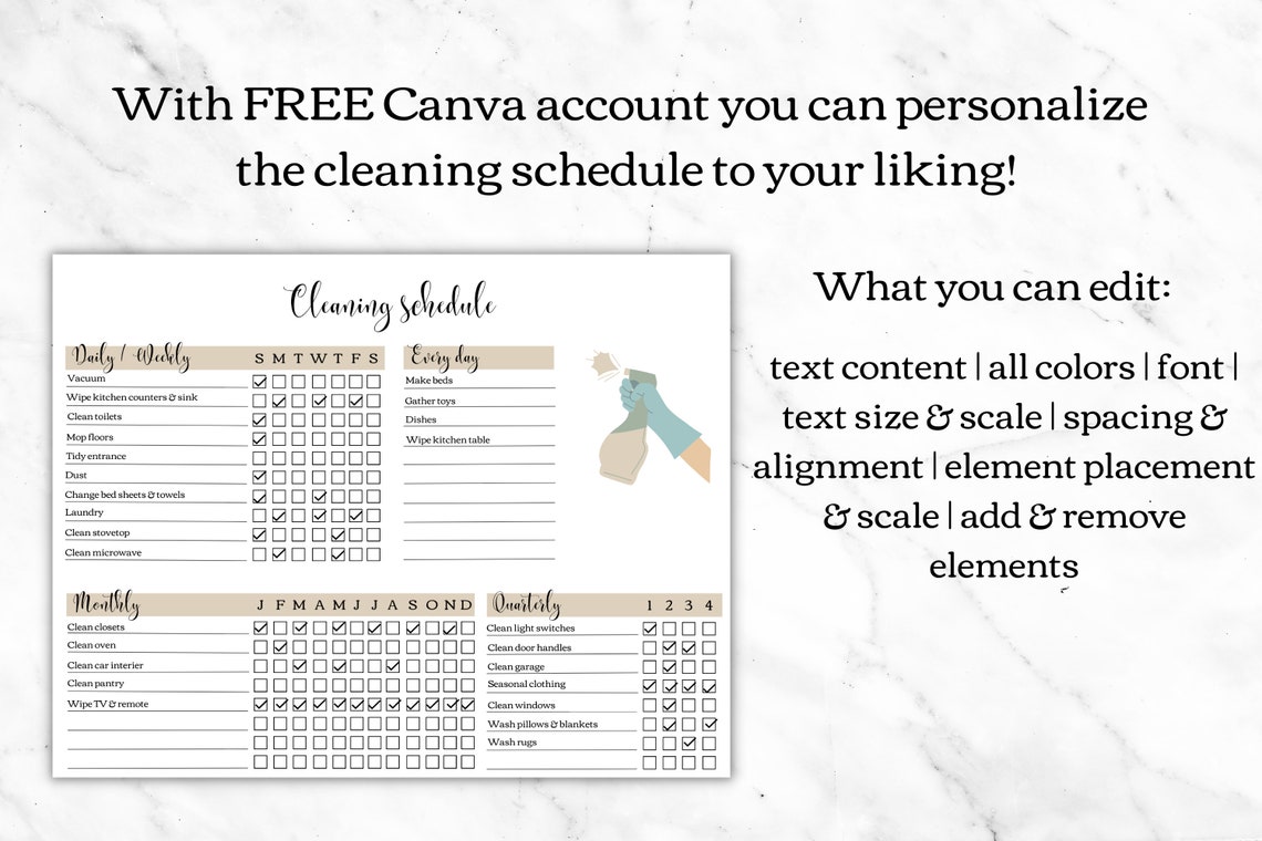 Editable Cleaning Schedule, Printable Family Cleaning Planner ...