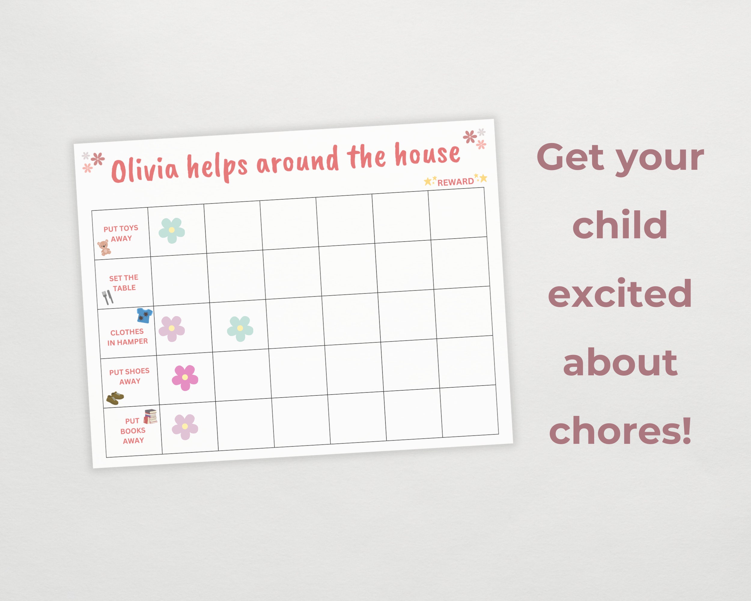Editable Chore Chart Custom Reward Chart Custom Sticker Chart Toddler ...