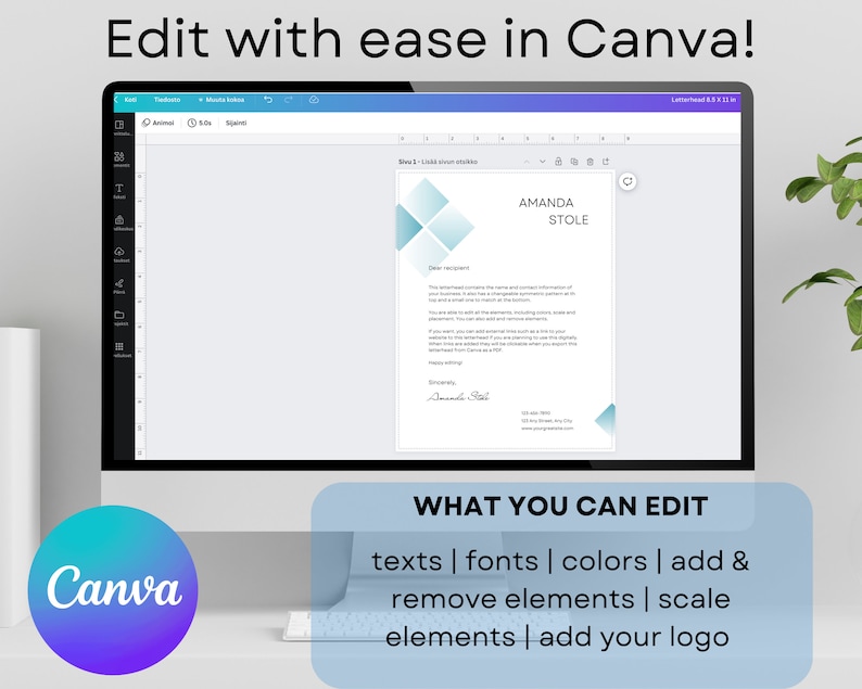Modern Letterhead Template, Personal Letterhead Canva Template ...