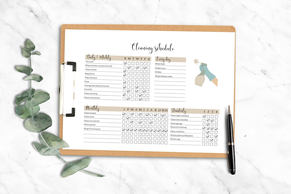 Editable Cleaning Schedule, Printable Family Cleaning Planner ...