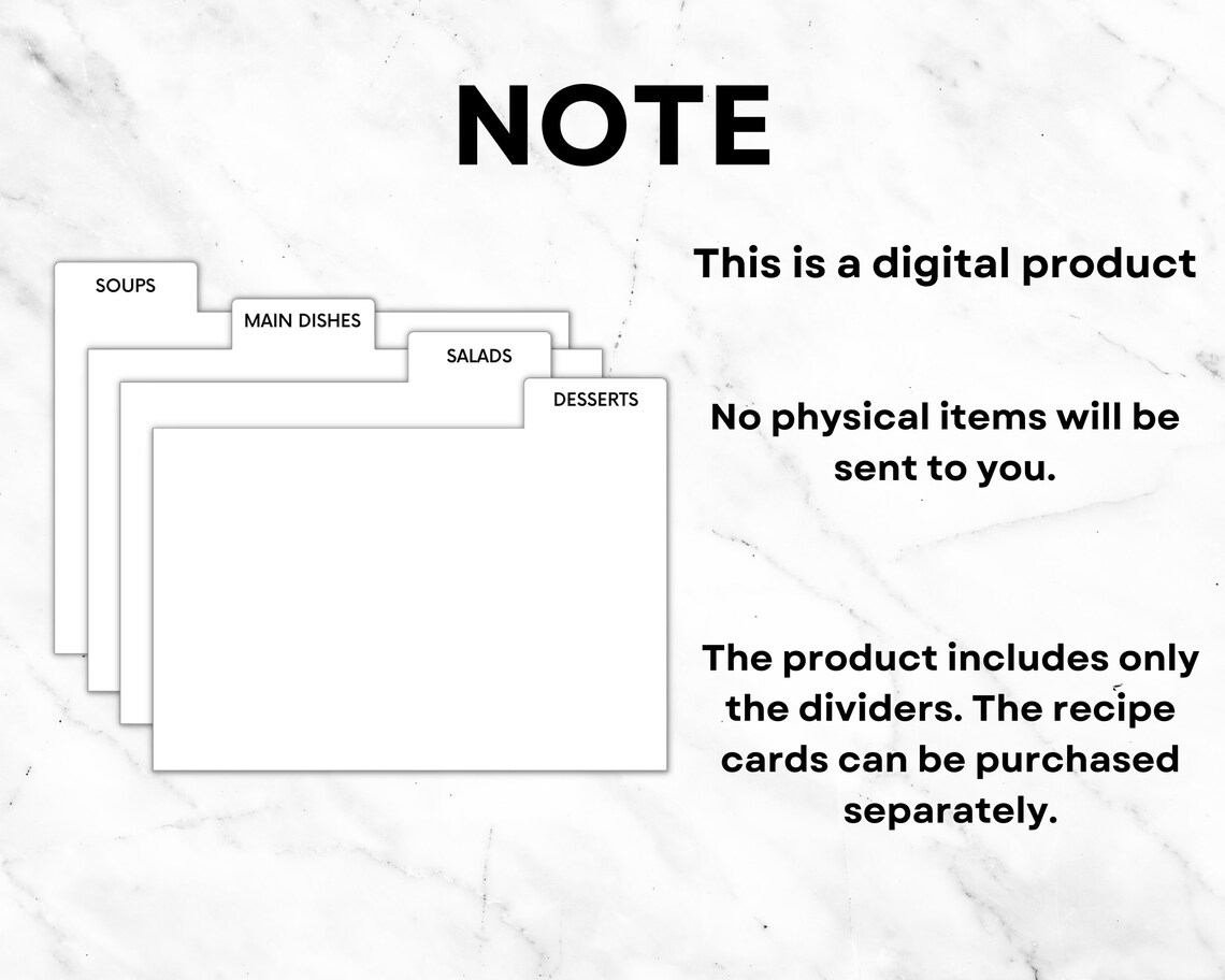 Recipe Card Dividers, 4X6 Recipe Card Divider Template, Recipe Box ...