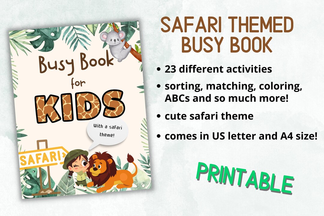 Safari Busy Book, Montessori Quiet Book, Prek Activity, Jungle ...