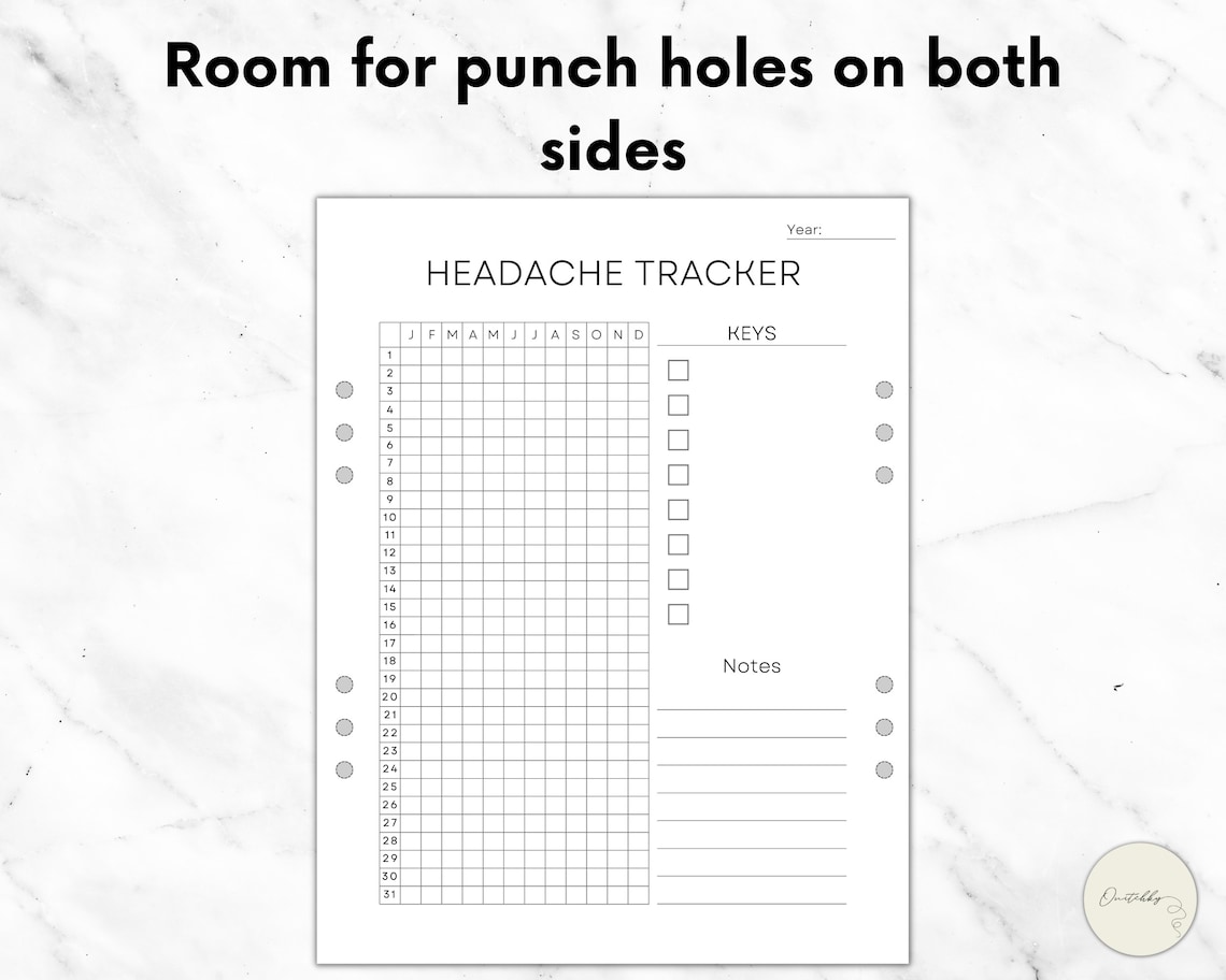 Printable Headache Tracker, Simple Migraine Log, Personalized Headache ...