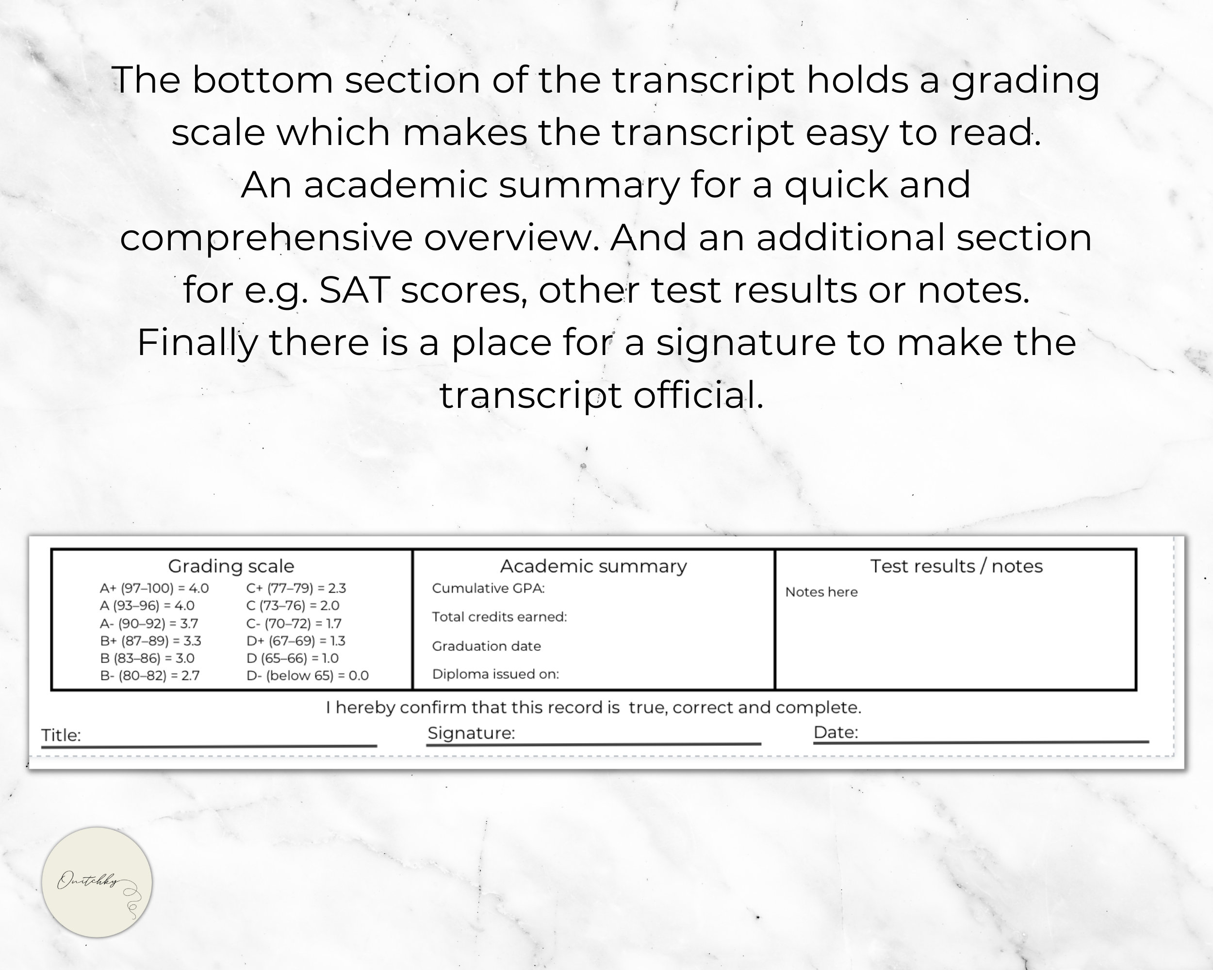 High School Transcript With a GPA Calculator, GPA Calculator and a ...
