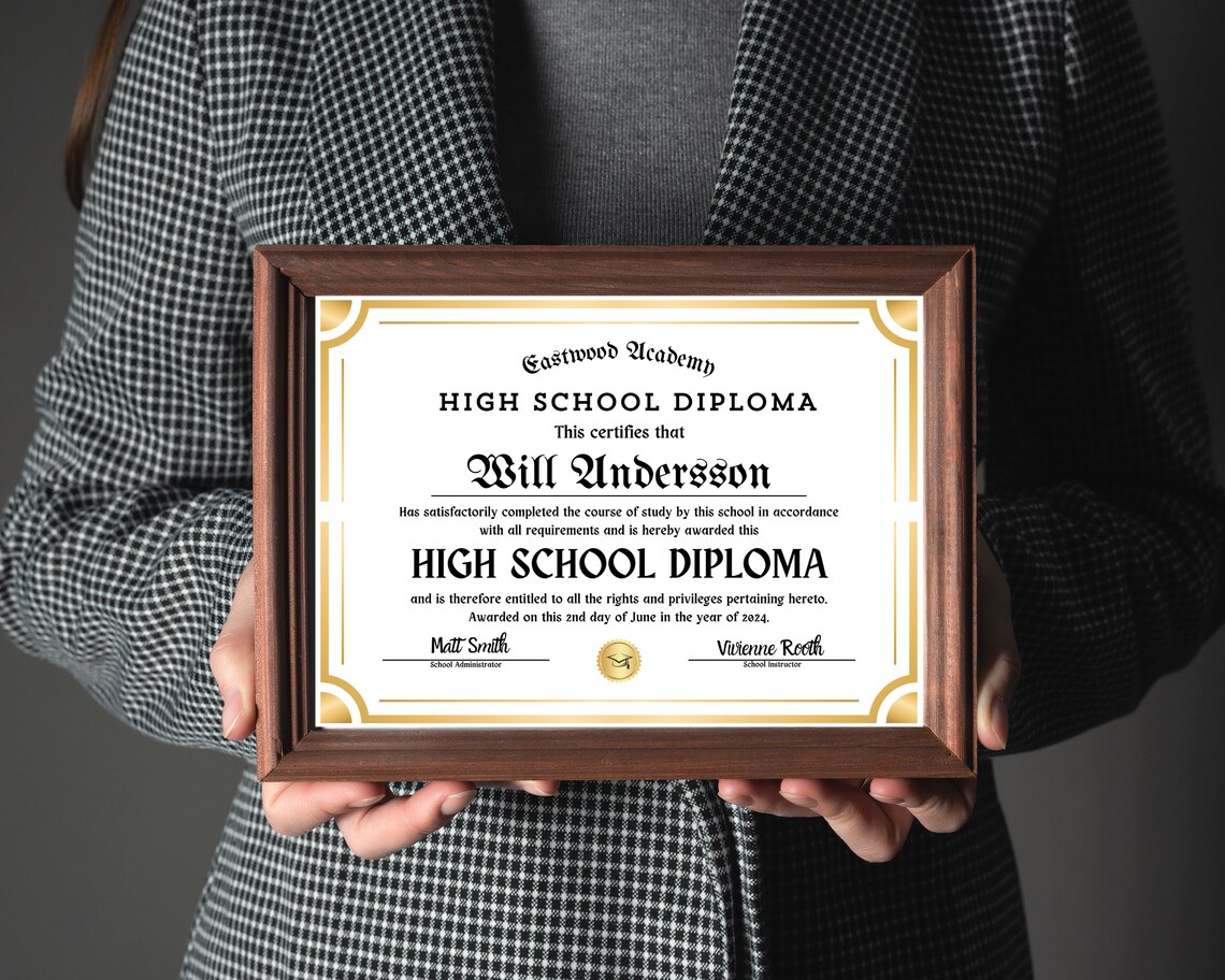 Personalized Diploma Template, Editable High School Diploma, Graduation ...