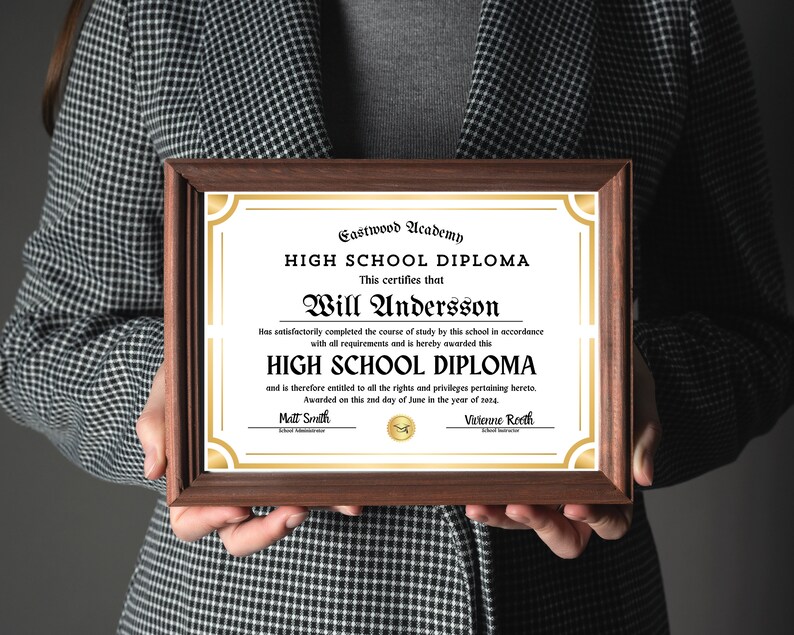 Personalized Diploma Template, Editable High School Diploma, Graduation ...