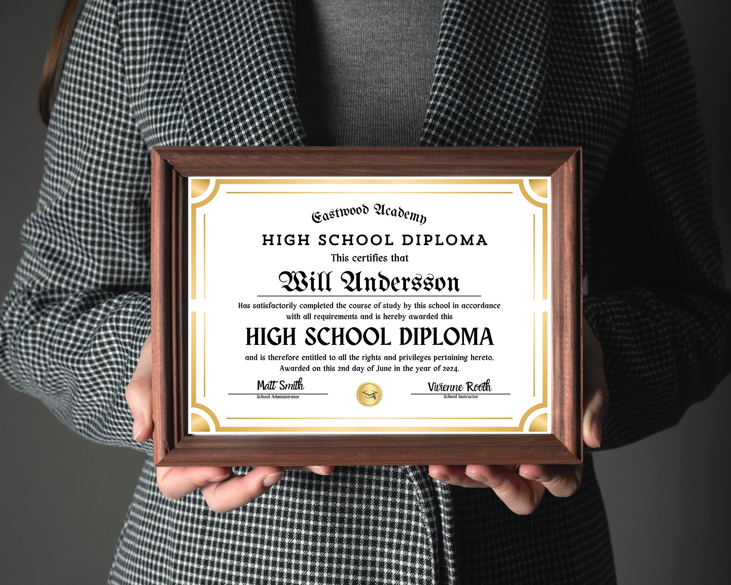 Personalized Diploma Template, Editable High School Diploma, Graduation ...