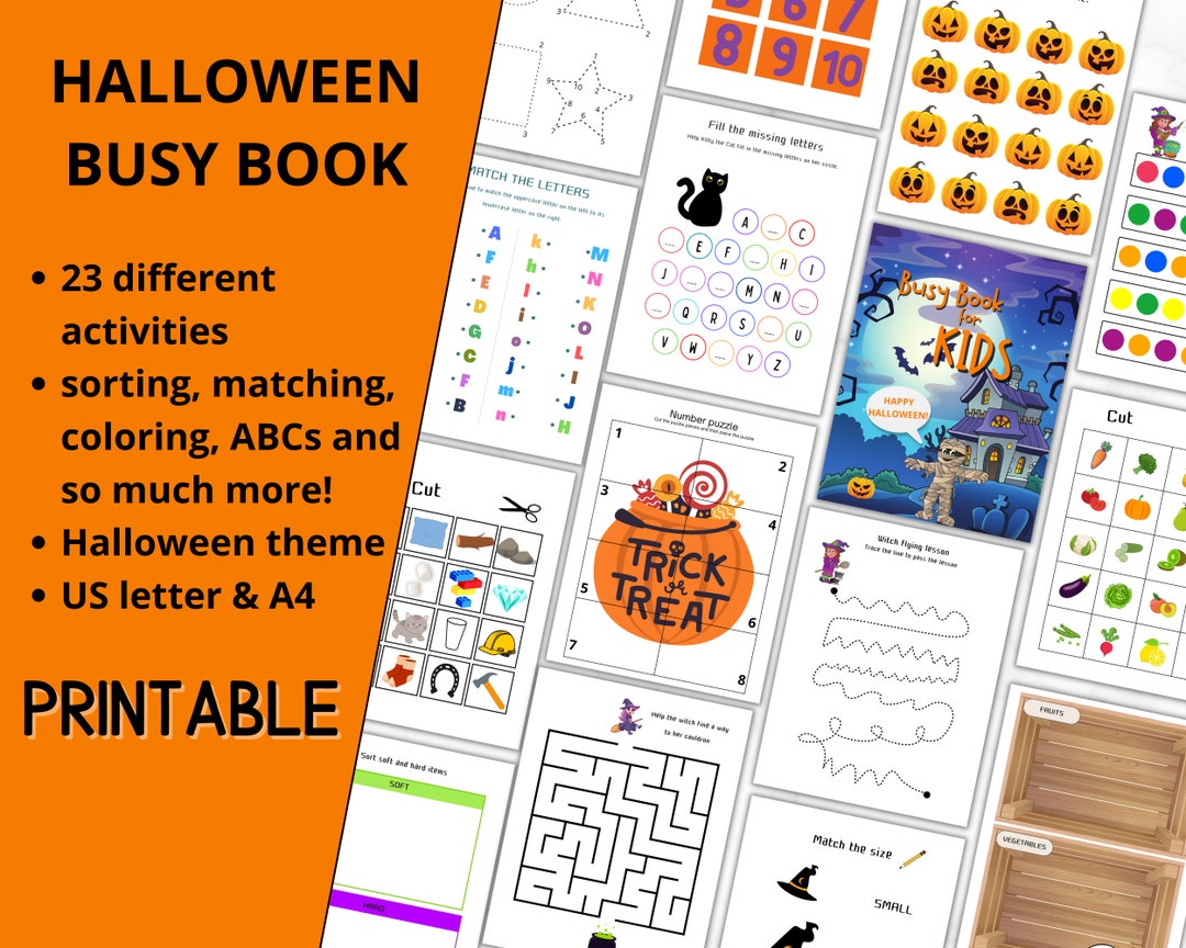 Printable Halloween Busy Book for Preschool, Halloween Pre-k Activity ...