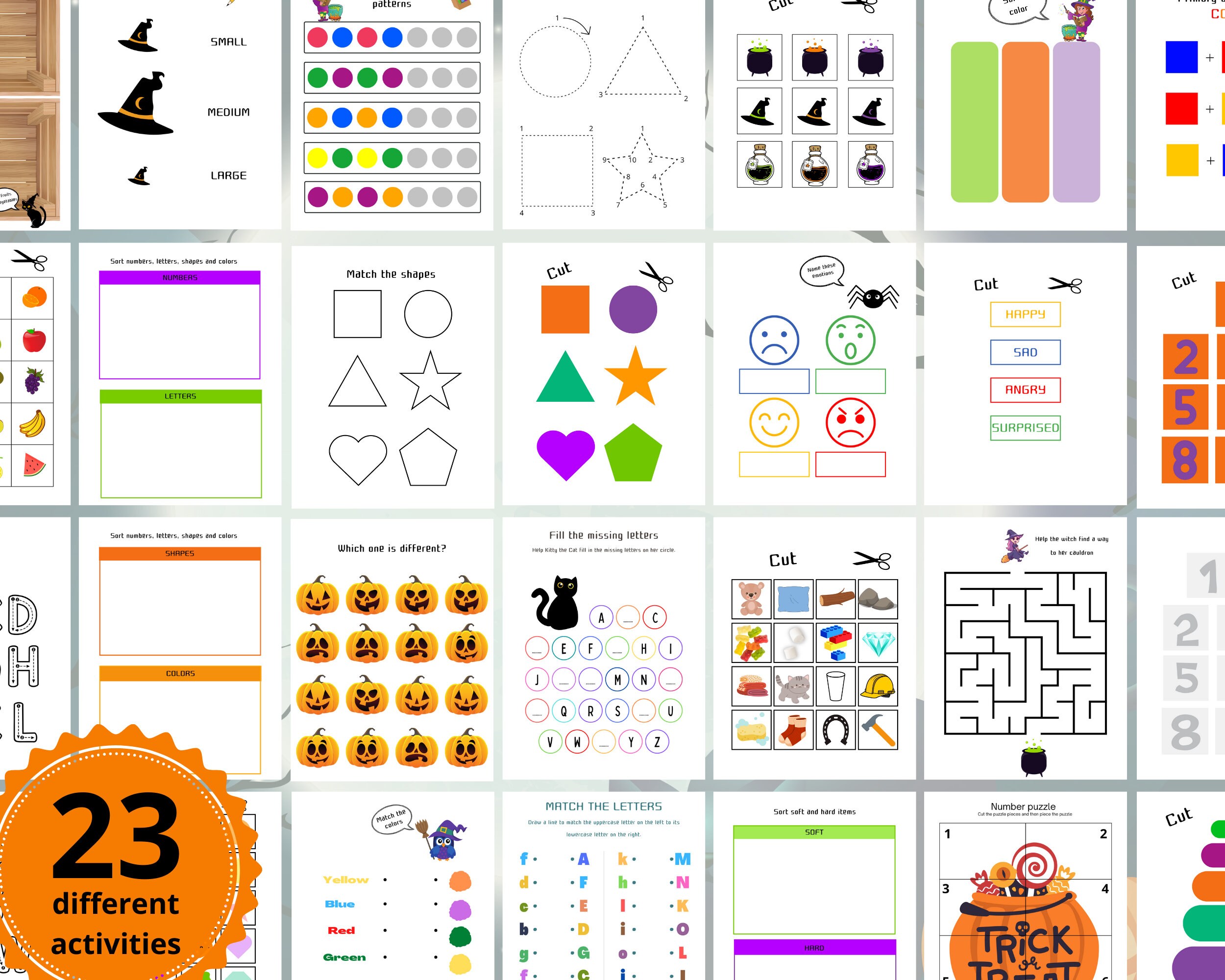 Printable Halloween Busy Book for Preschool, Halloween Pre-k Activity ...