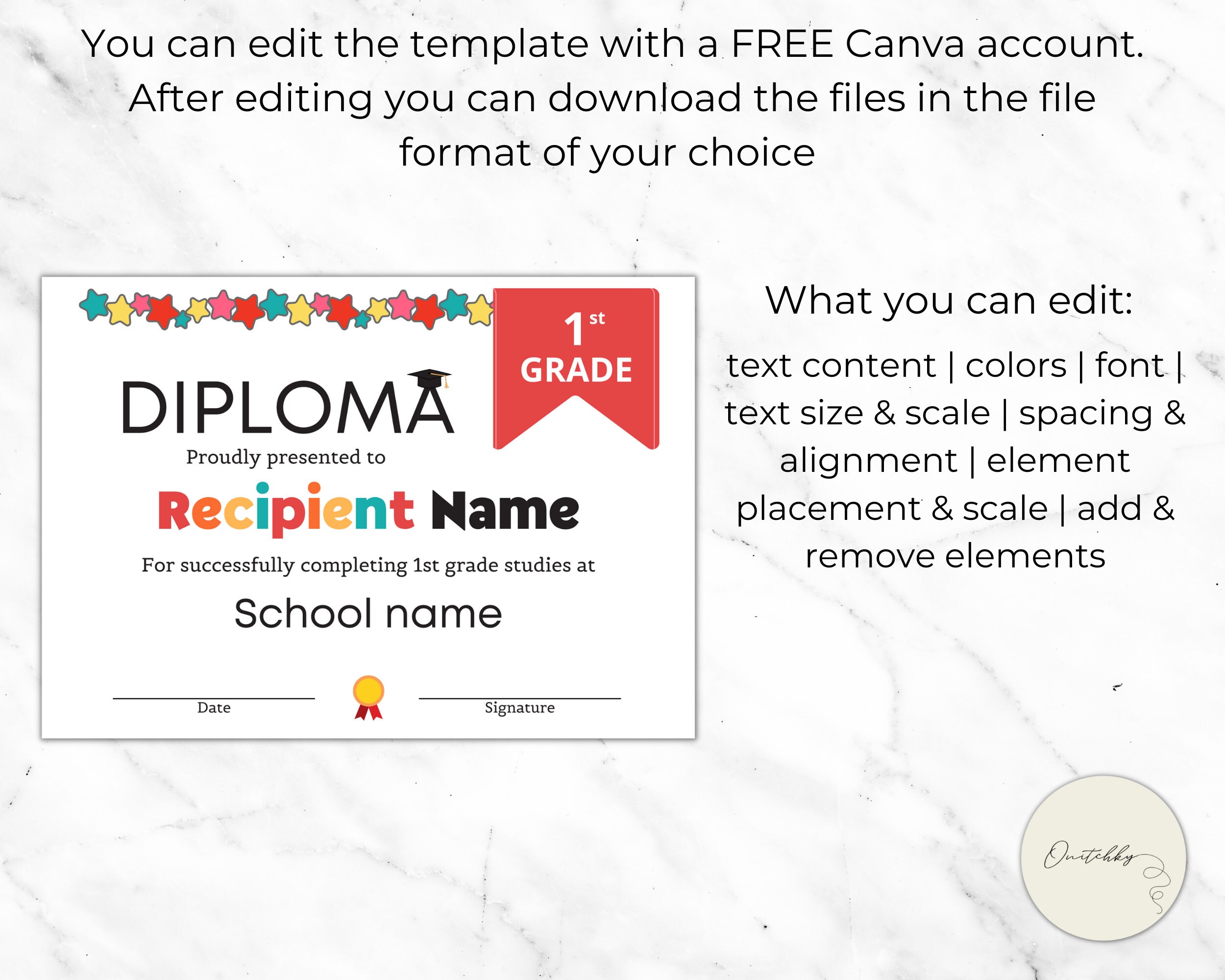 1st Grade Diploma, Elementary School Diploma, Grade School Diploma, 3rd ...