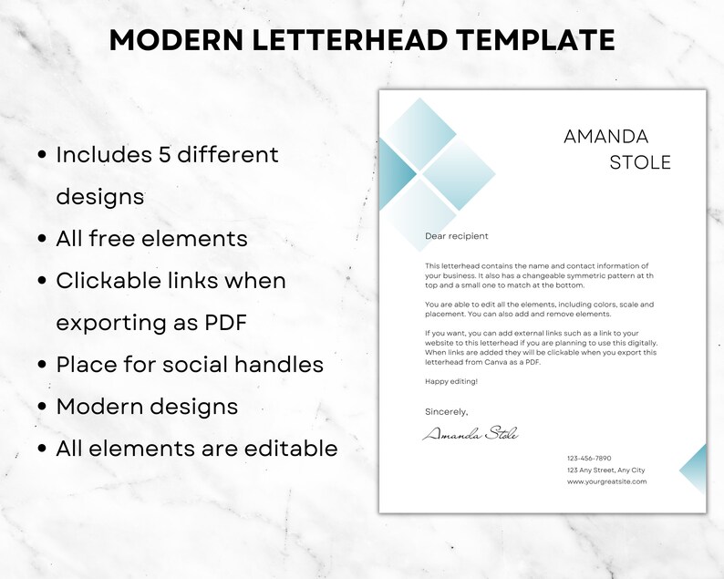 Modern Letterhead Template Bundle, Business Letterhead Canva Template ...