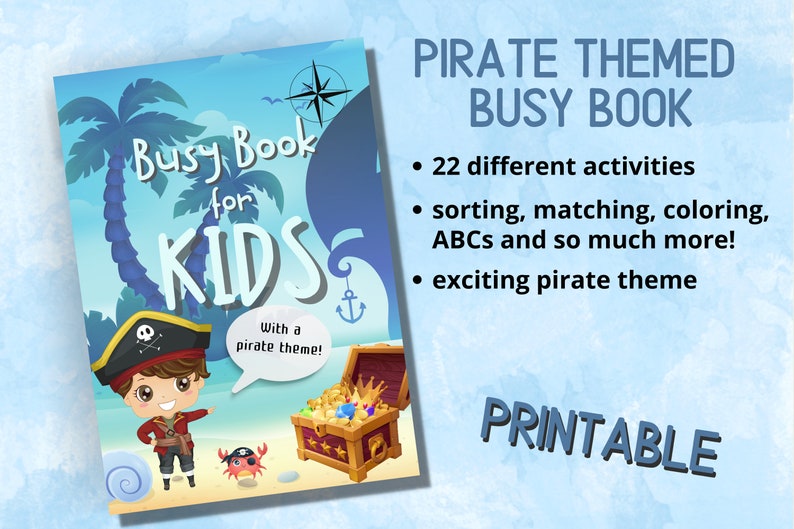 Pirate Busy Book, Printable Toddler Activity, Montessori Quiet Book ...