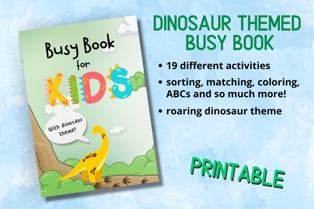 Printable Dinosaur Busy Book, Montessori Busy Book, Toddler Busy Book ...