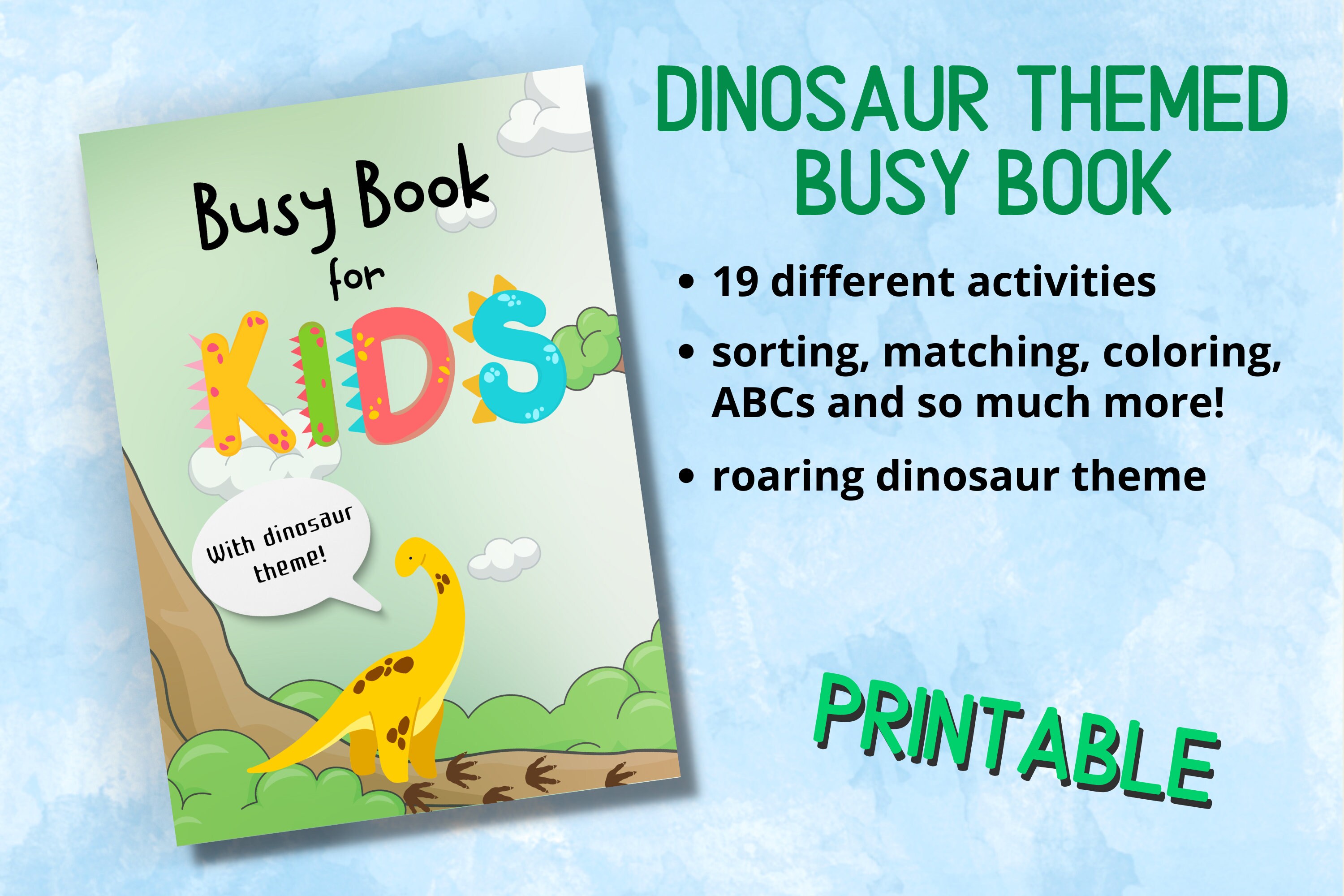 Printable Dinosaur Busy Book, Montessori Busy Book, Toddler Busy Book ...