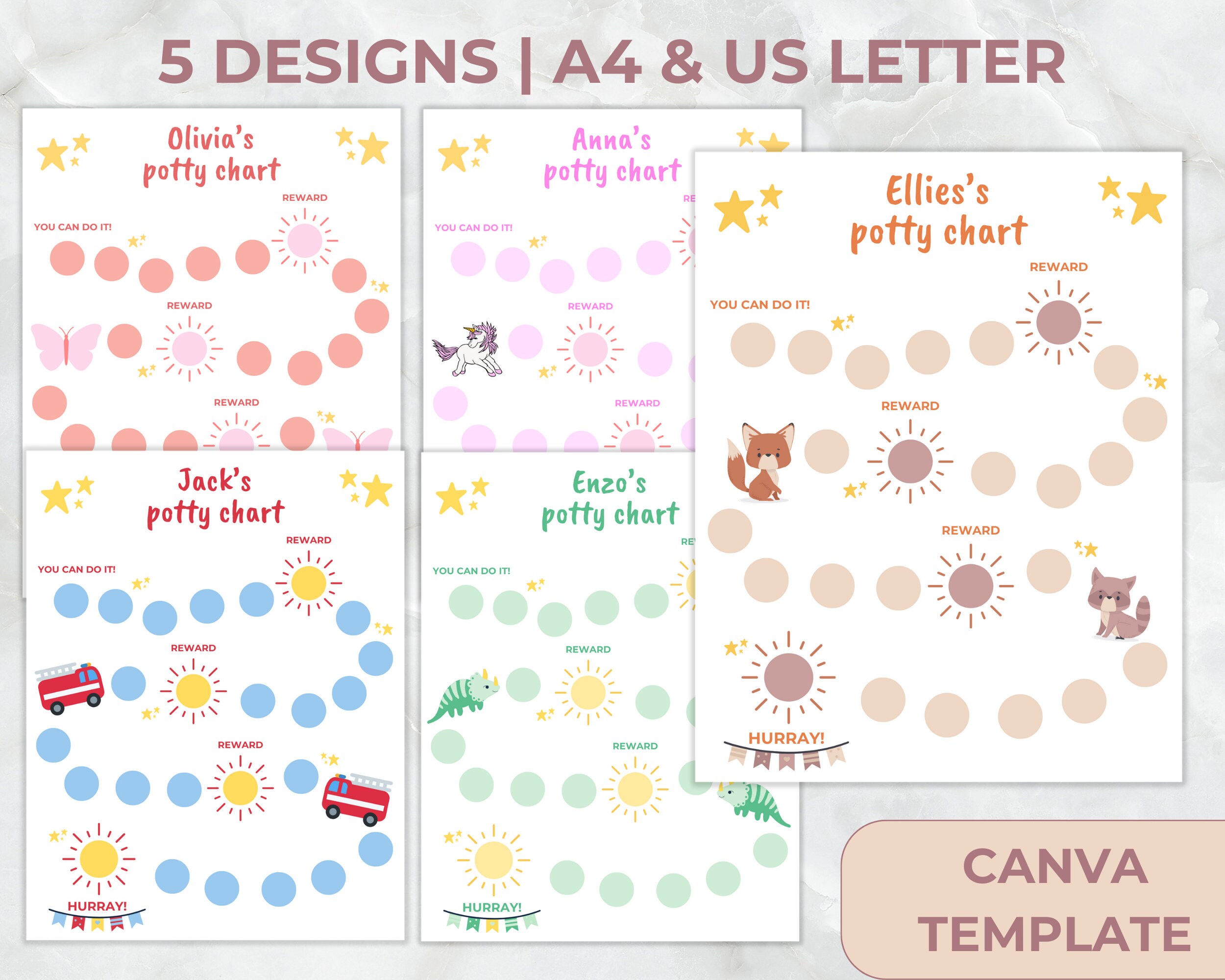 Editable Potty Chart | Potty Training Chart | Custom Sticker Chart ...