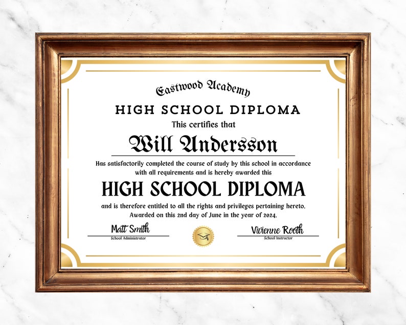 Personalized Diploma Template, Editable High School Diploma, Graduation ...