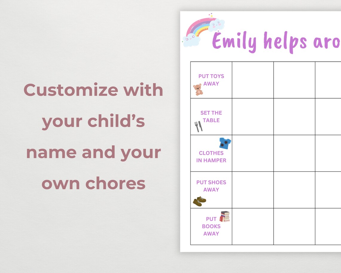 Editable Chore Chart Custom Reward Chart Custom Sticker Chart Toddler ...