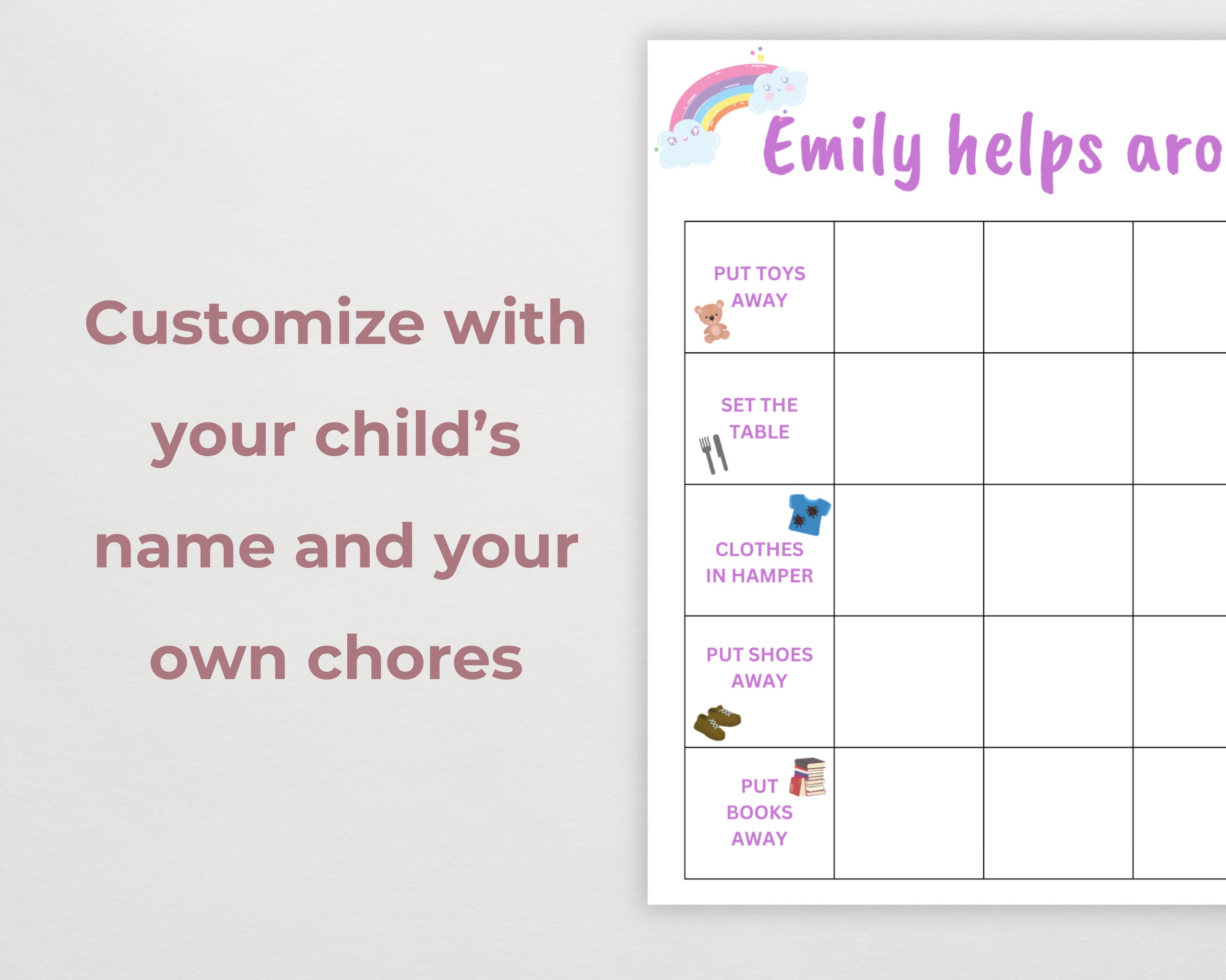 Editable Chore Chart Custom Reward Chart Custom Sticker Chart Toddler ...