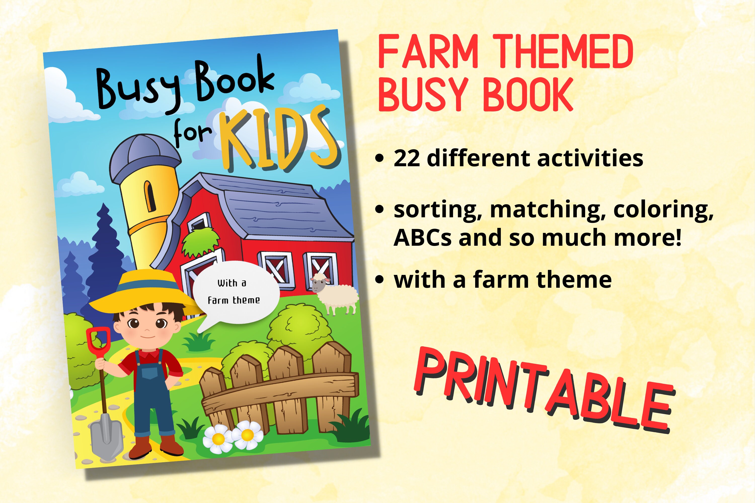 Farm Busy Book, Montessori Quiet Book, Printable Preschool Activity ...