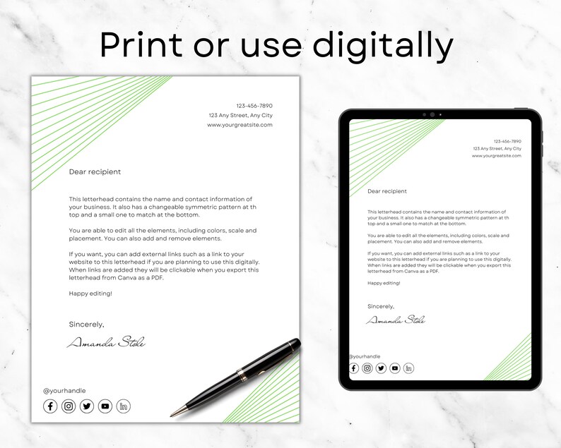 Modern Letterhead Template, Personal Letterhead Canva Template ...