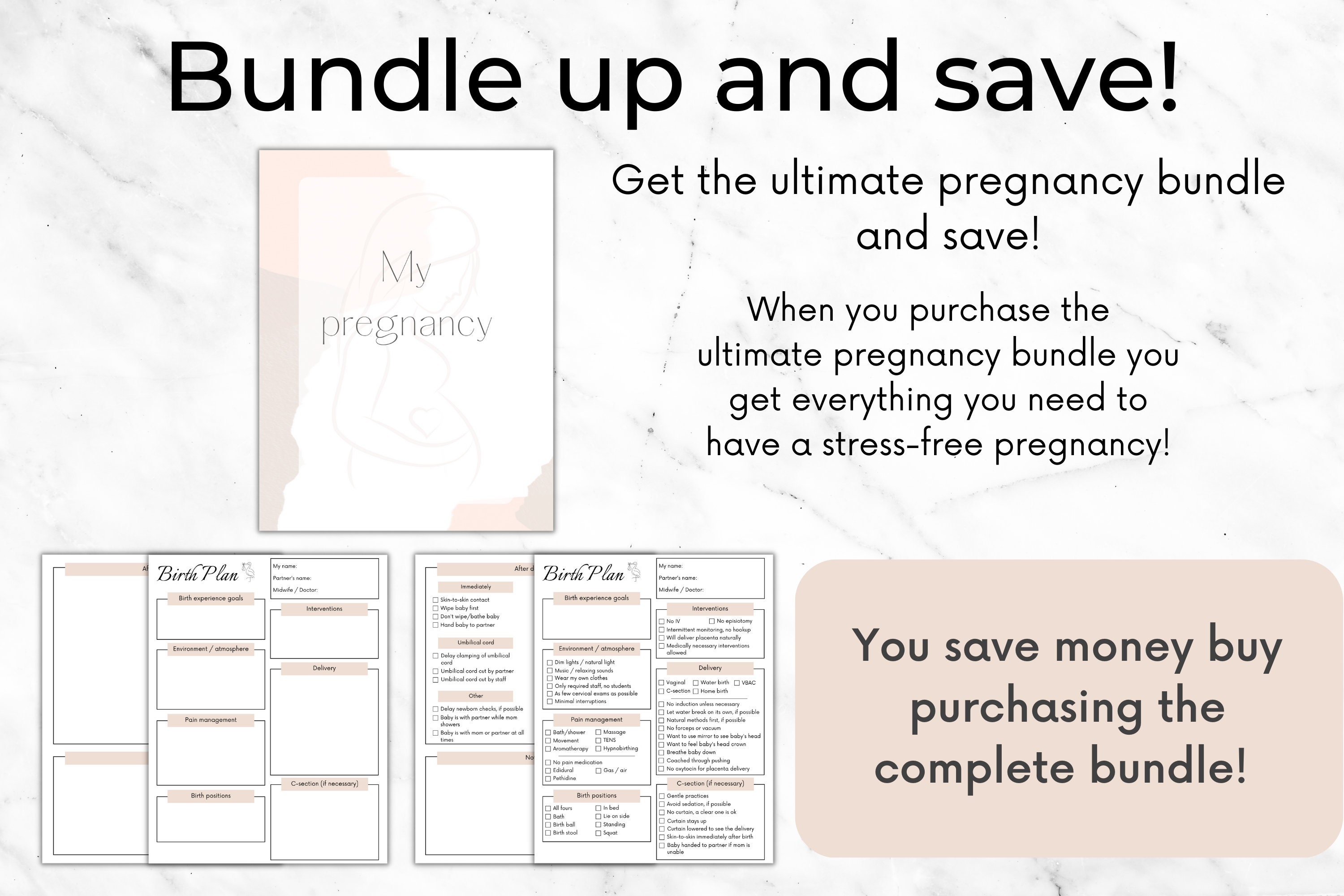 Printable Pregnancy Journal and Birth Plan Template, Pregnancy ...