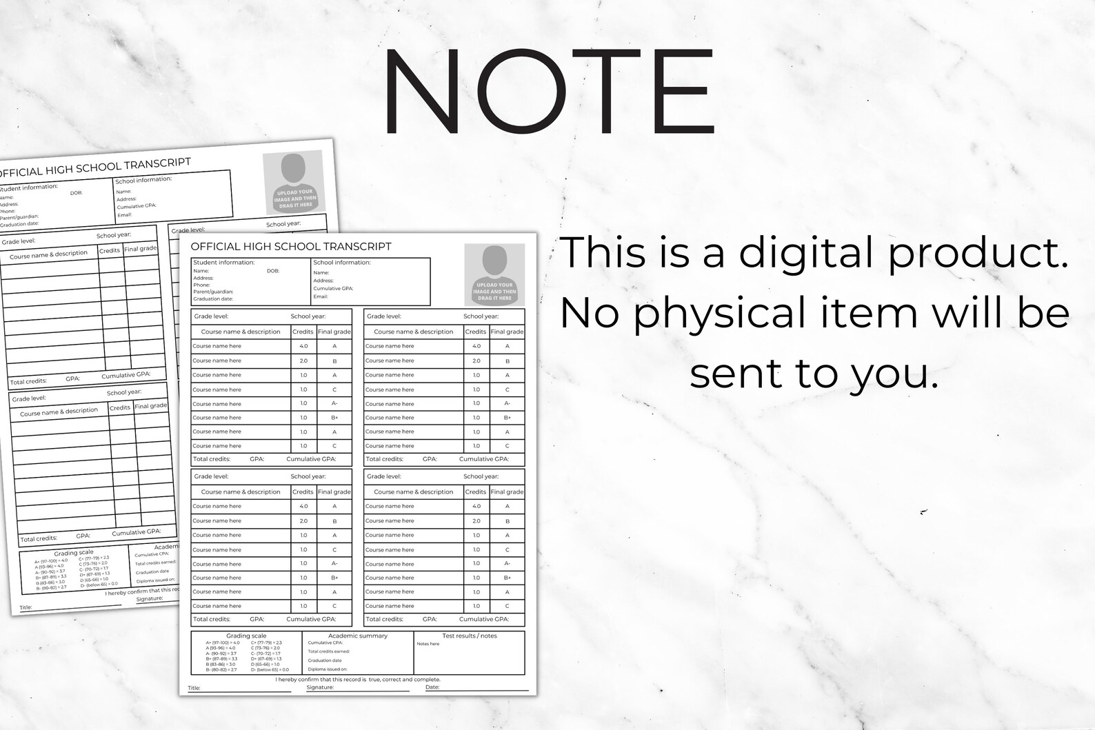 High School Transcript Report Card Template Editable Homeschool