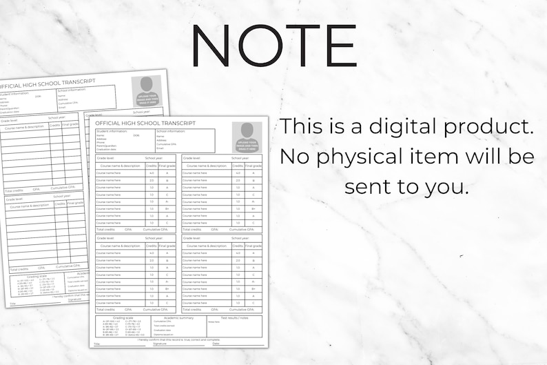 High School Transcript, Report Card Template, Editable Homeschool ...