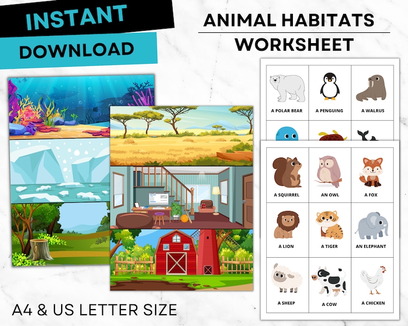 Animal Habitats Sorting Worksheet, Preschool Animal Habitat Matching ...